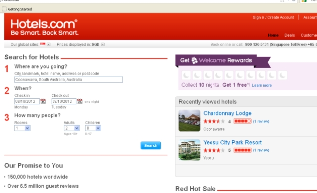 Hotels.com offers discounts of up to 40 percent for their first ...